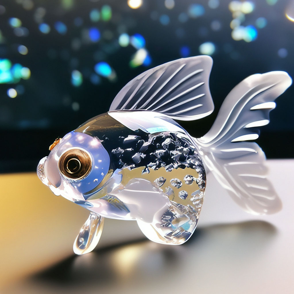 "Crystal goldfish transparent sparkling small air bubbles" — image ...