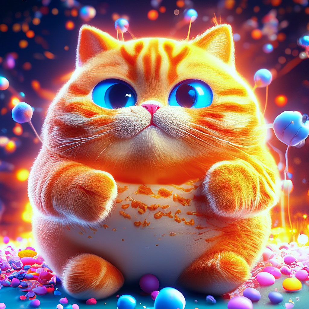"Cartoon Fat very very very Fat cat fat orange color cute muzzle and he ...