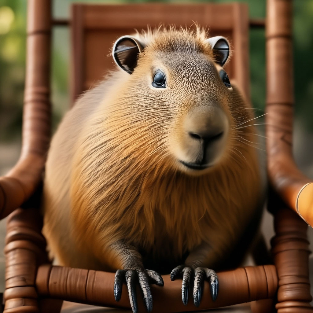 "Capybara in a rocking chair" — image created in Shedevrum