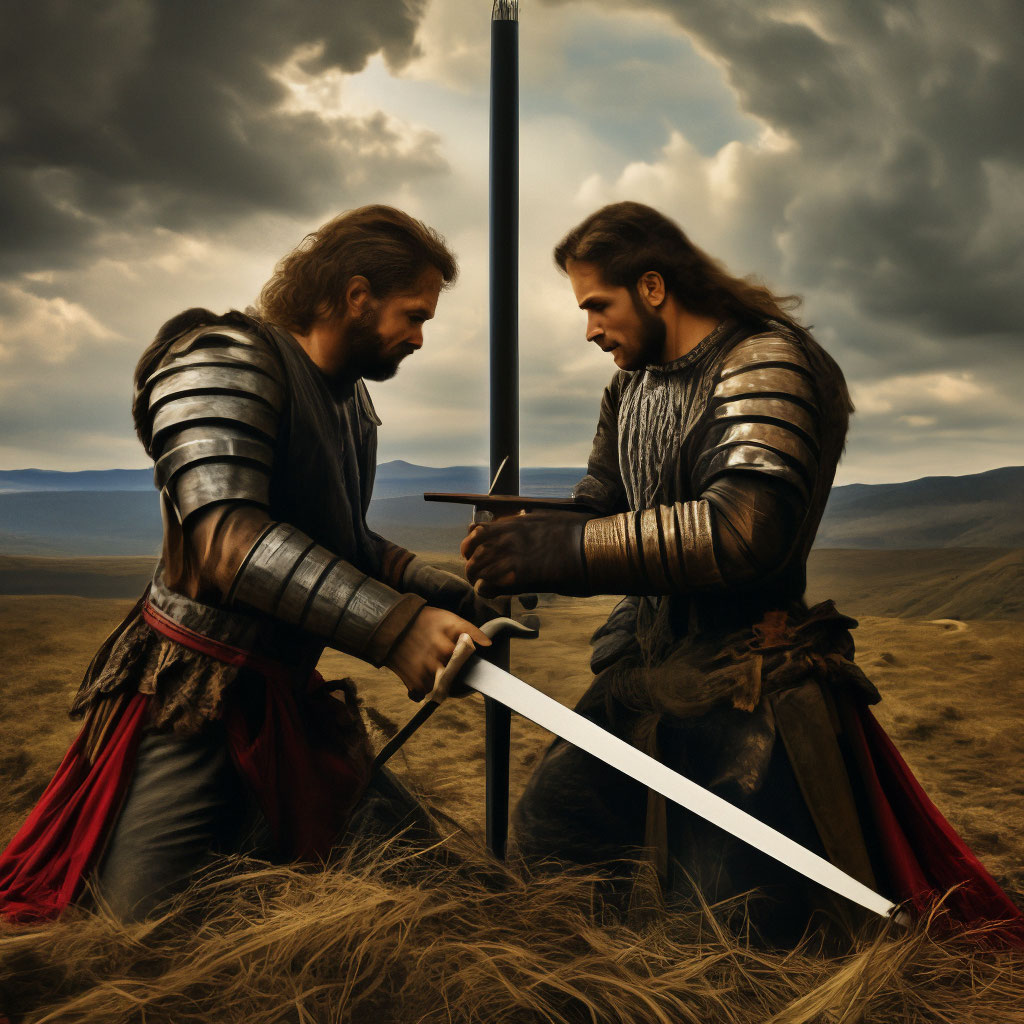 "The union of the sword and the plowshare" — image created in Shedevrum