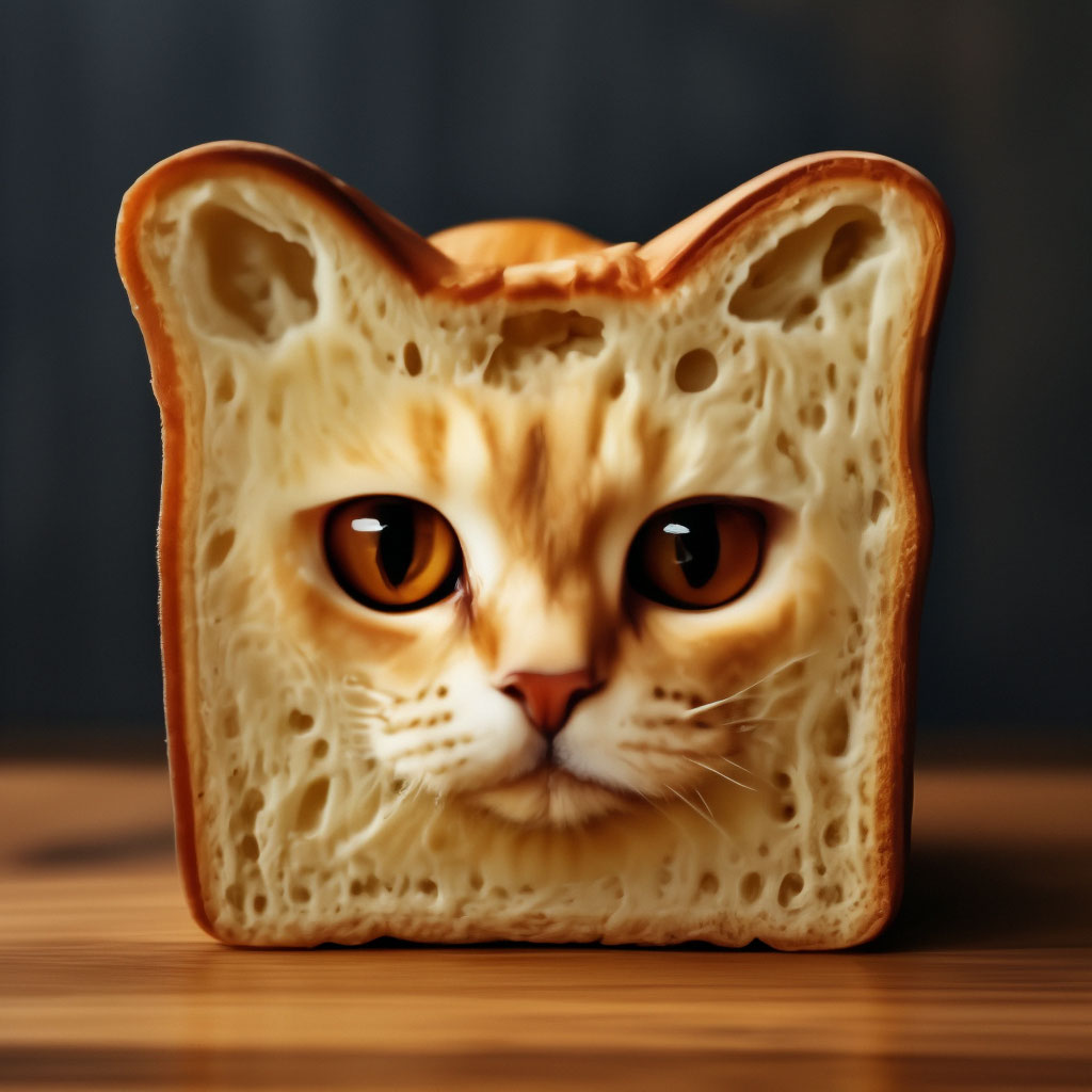 "Bread with a cat's face" — image created in Shedevrum