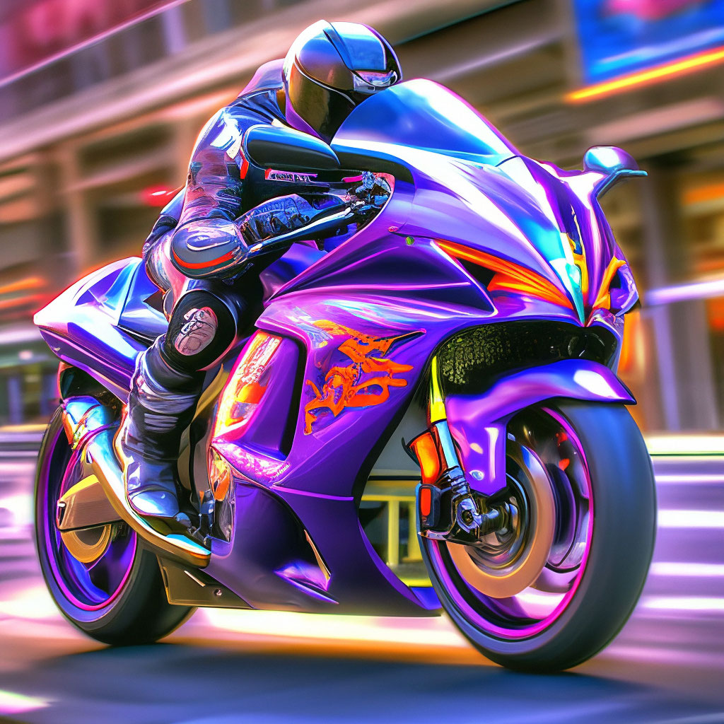 "Motorcycle, suzuki hayabusa purple,hdr,hd,neon,realism" — image ...