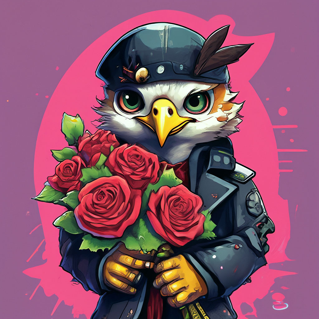 "The Hawk⚜️ Anthropomorphic bug-eyed cute little cartoon baby hawk in a ...