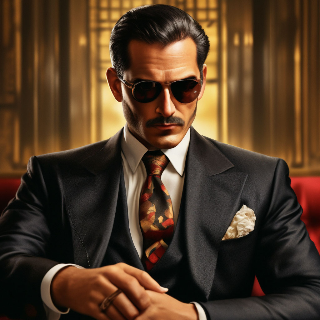 "The mafia-style king of clubs" — image created in Shedevrum