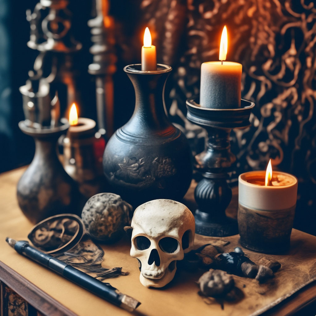 "Still life in the witchcraft style. detailed drawing" — image created ...
