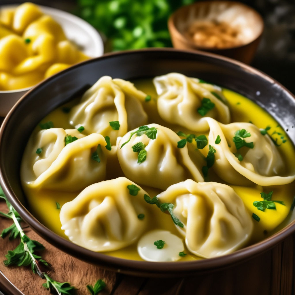 "Digital professional photo on the cover of a magazine,dumplings in ...