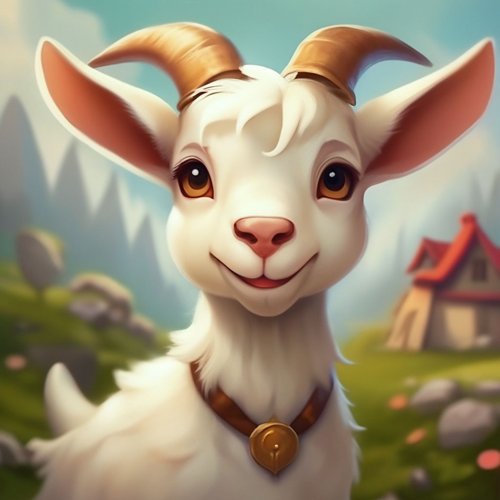 "Cute, charming goat" — image created in Shedevrum