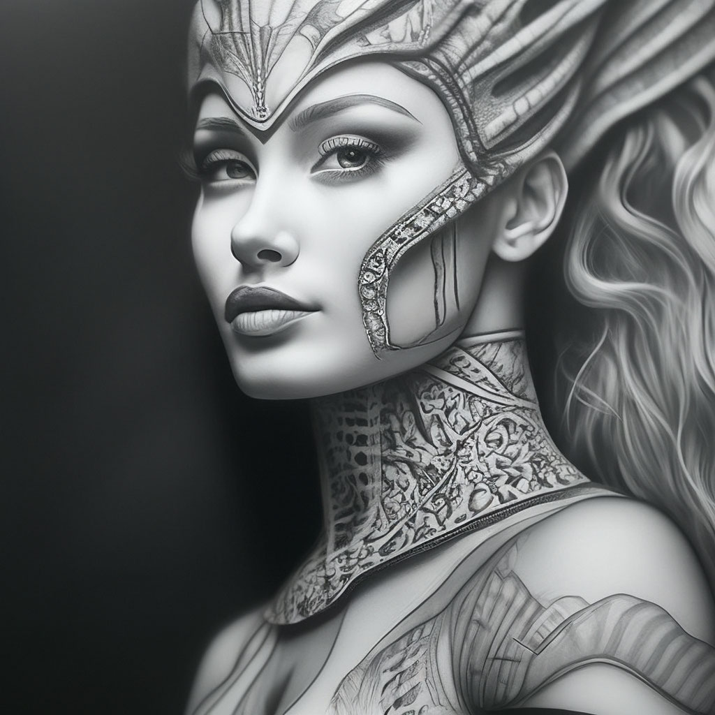 "Body art pencil 3 d realistic drawing" — image created in Shedevrum