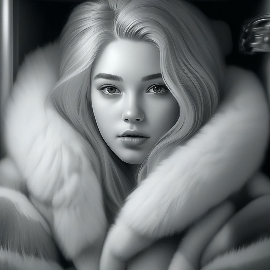 "A girl with ashen frozen hair, sitting in the refrigerator in a ...