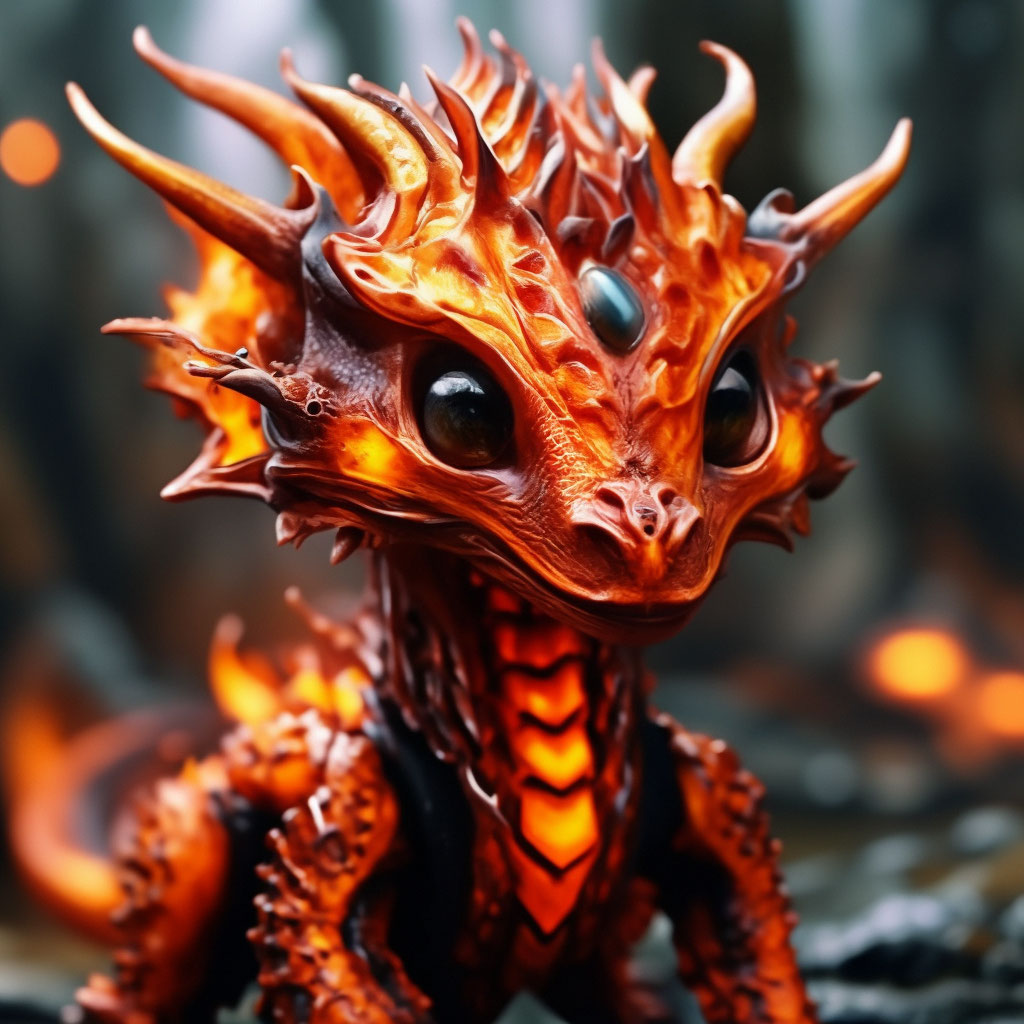 "Cute fire dragon" — image created in Shedevrum