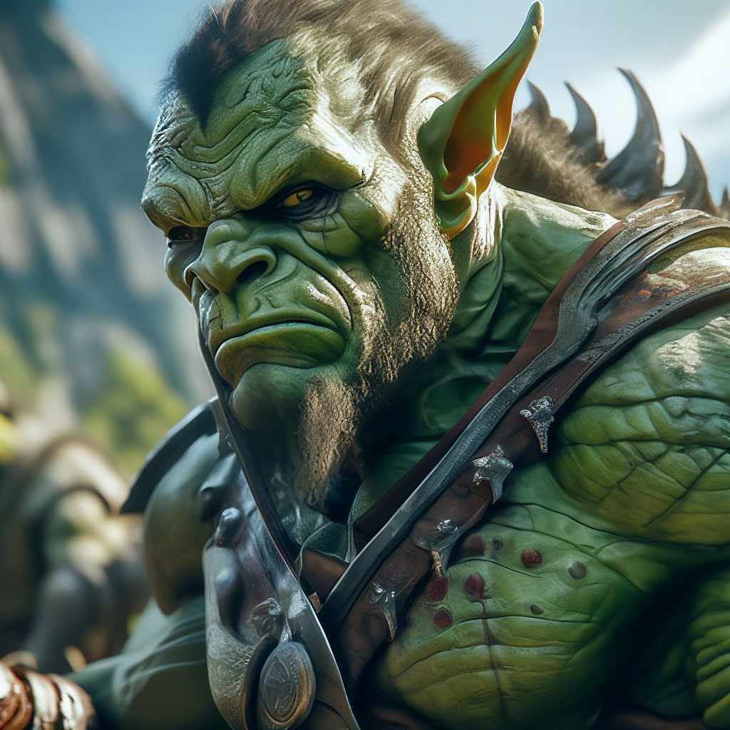 "The ancient first Orc from whom the Orcs came, bright saturated colors ...