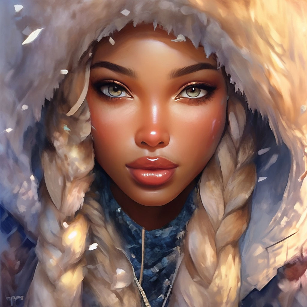 "Incredibly beautiful beautiful mulatto girl,fur hood,long eyelashes ...