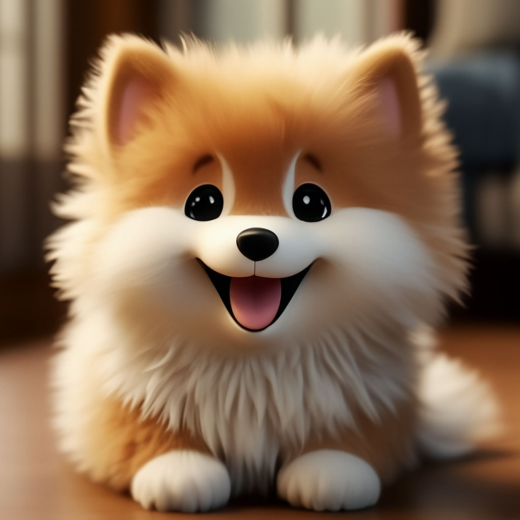 "Cute smiling fluffy" — image created in Shedevrum