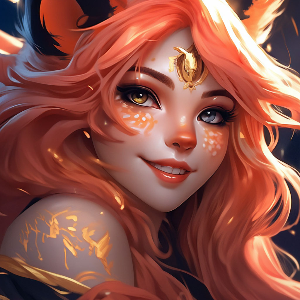 "Charming fox girl, beautiful fox girl, bright black makeup, thick ...