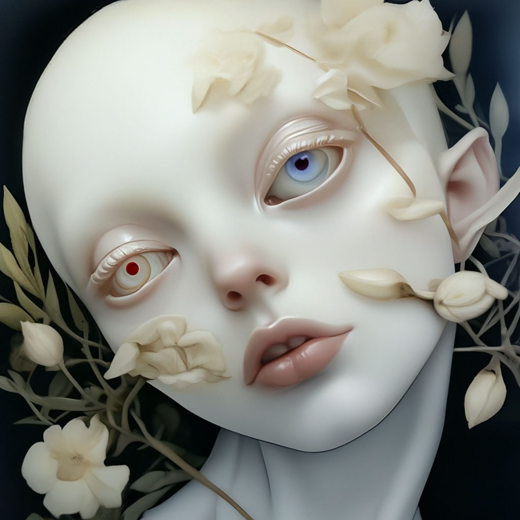 "Lift my eyelids albino Detailed drawing, watercolor, ink, dot graphics ...
