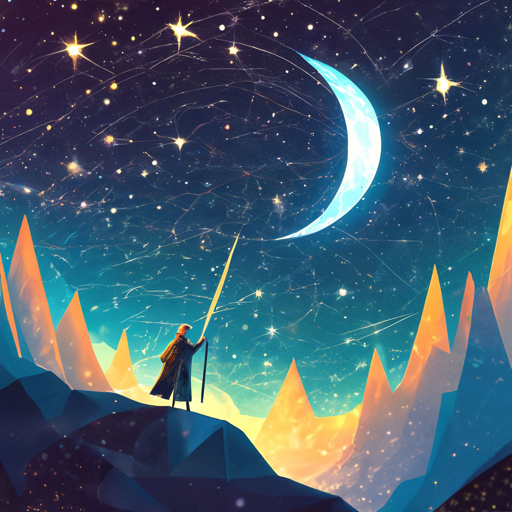 "Comet and starfall in the style of medieval artists" — image created ...
