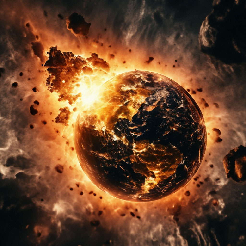 "Planet earth explodes" — image created in Shedevrum