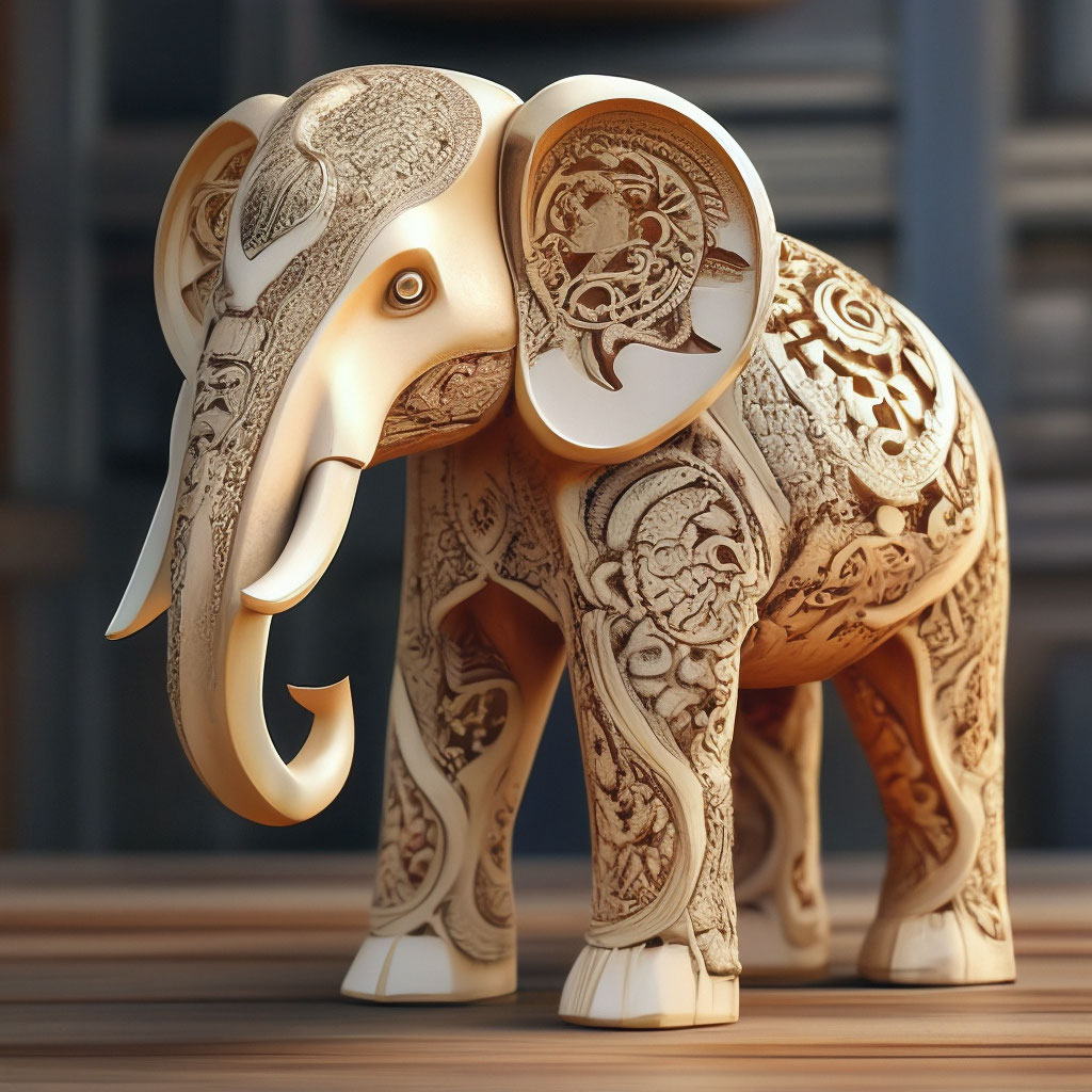 "Wooden elephant... it is made of wood. filigree, professional photo ...