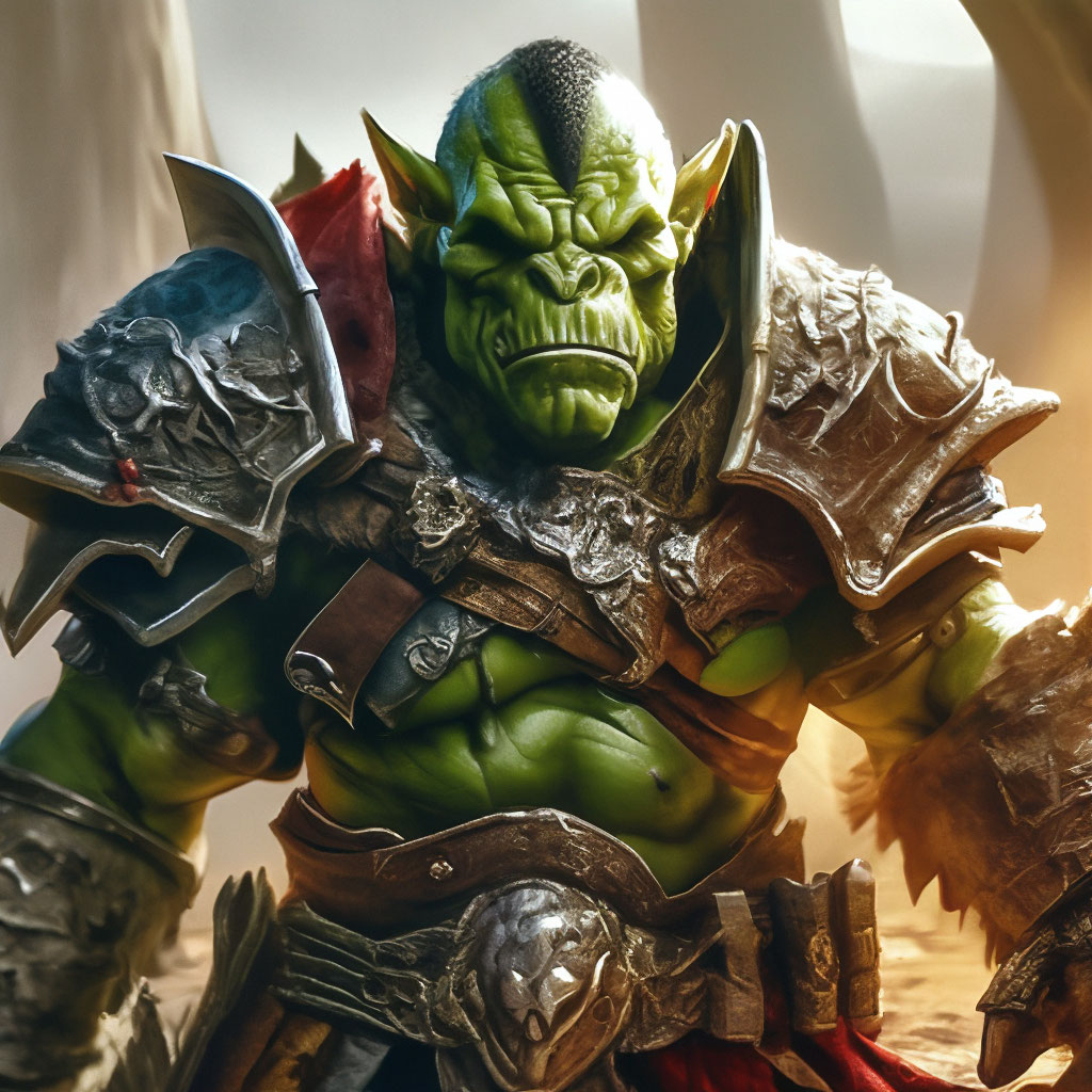 "An evil orc from the Warhammer universe, in armor, , aesthetically ...