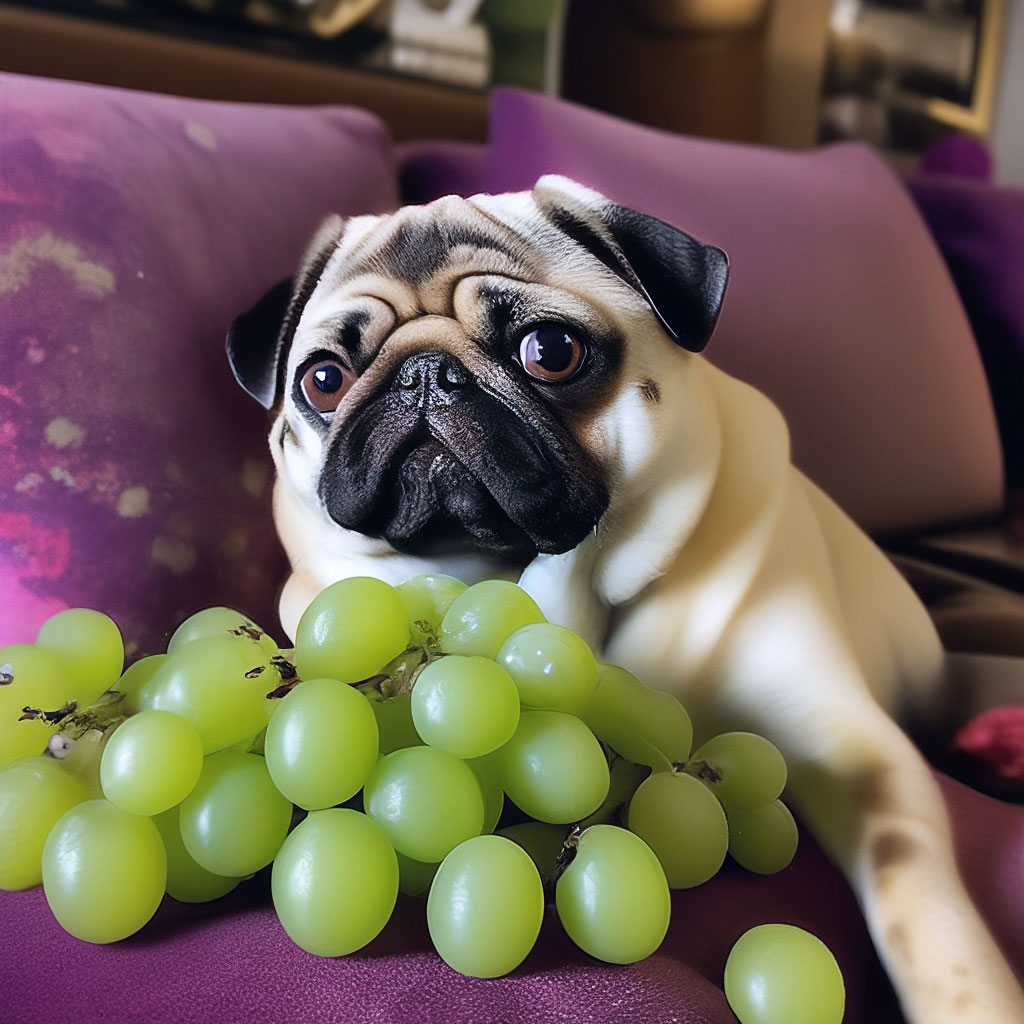 "Pug ate too many grapes, got dirty and sleeps on the couch" — image ...