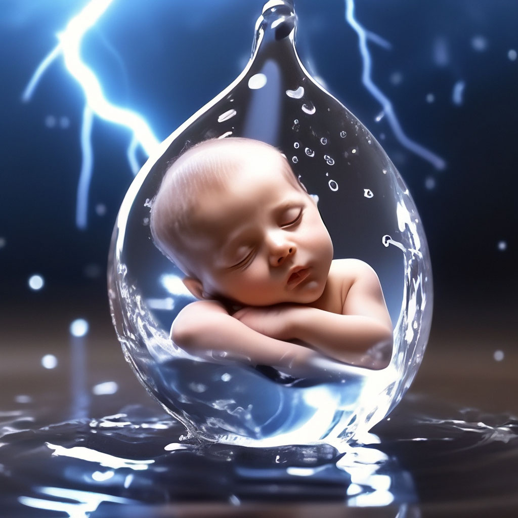 "Baby angel in a drop of crystal clear water sleeping, against the ...