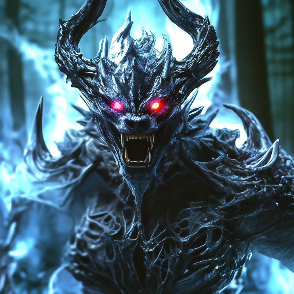 "Realistic,strong,scary,realistic,powerful, forest demon in a strict ...