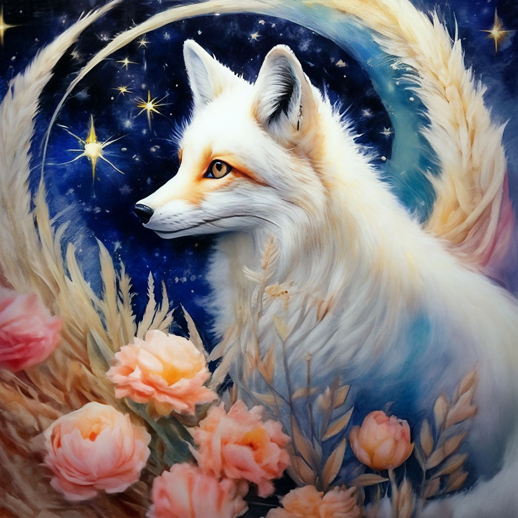 "🦊🤍🦊🤍🦊 fabulous landscape, horror, beautiful White Fox, Star swirl ...