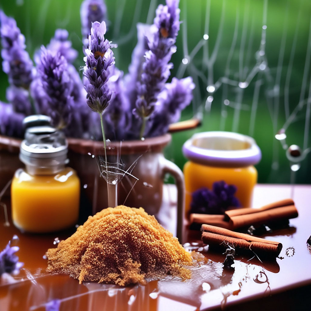 "Cinnamon, lavender, cobwebs, rain, bees." — image created in Shedevrum