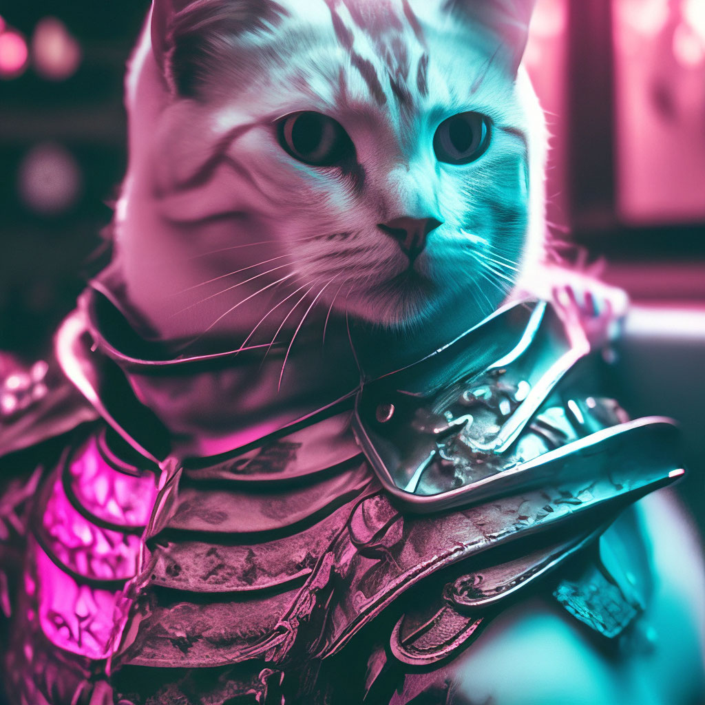 "The knight cat is serious in focus" — image created in Shedevrum