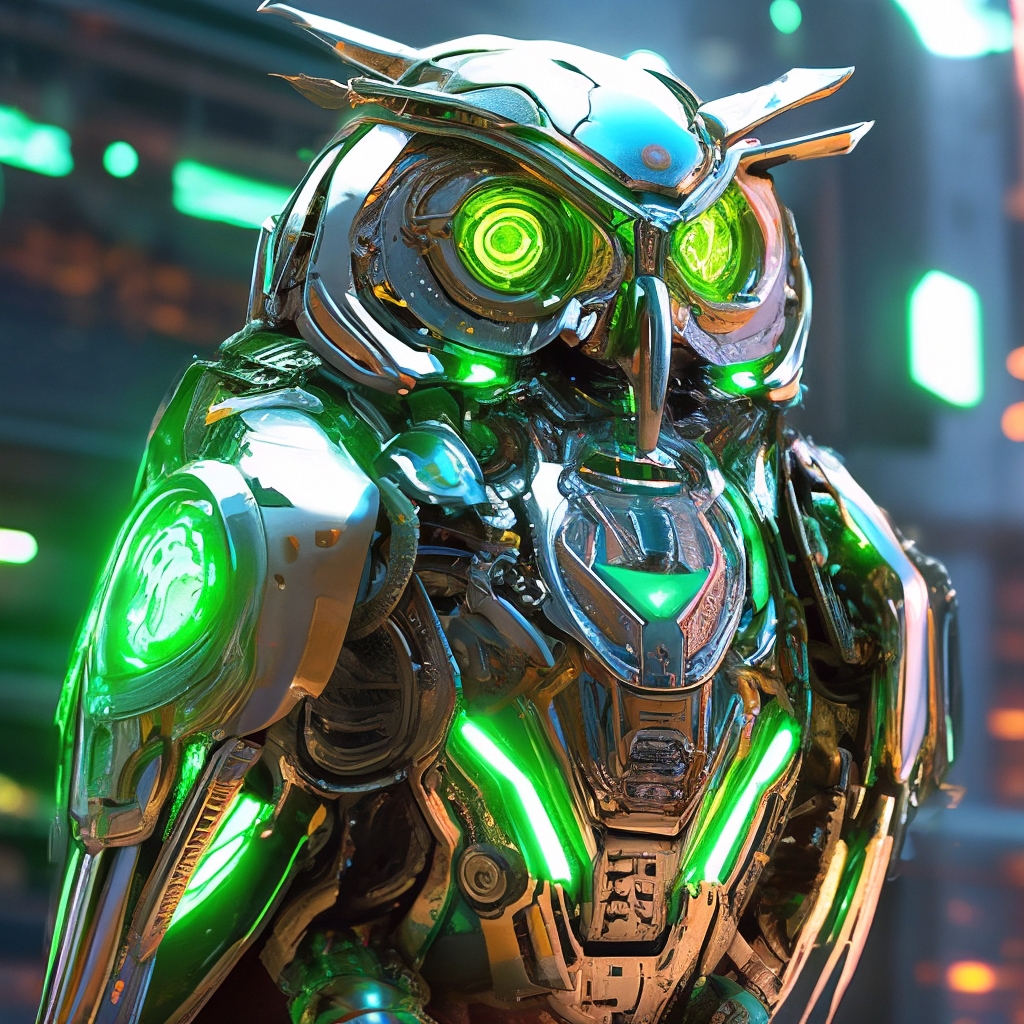 "Cyborg owl" — image created in Shedevrum