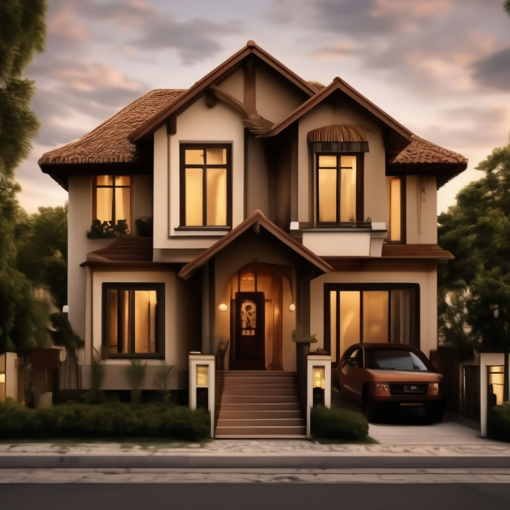 "Cute,beautiful house,in beige and brown tones, aesthetically pleasing ...