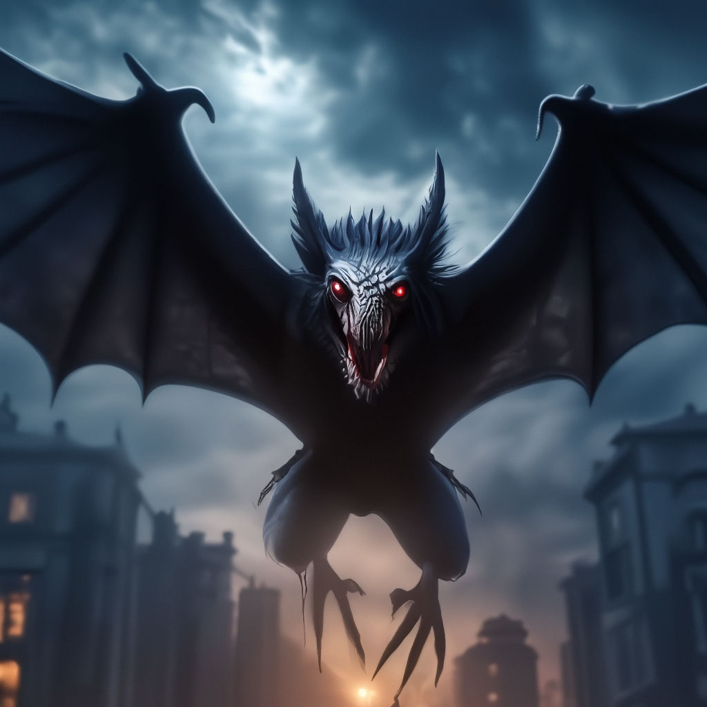 "Horror flying on the wings of night" — image created in Shedevrum