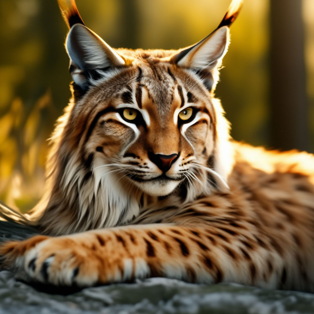 "Beautiful wild lynx, lying in the rays of the sun + coherent, octane ...
