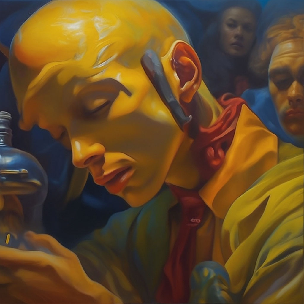 "Stupidity human oil painting color illustration, aesthetics, detailed ...
