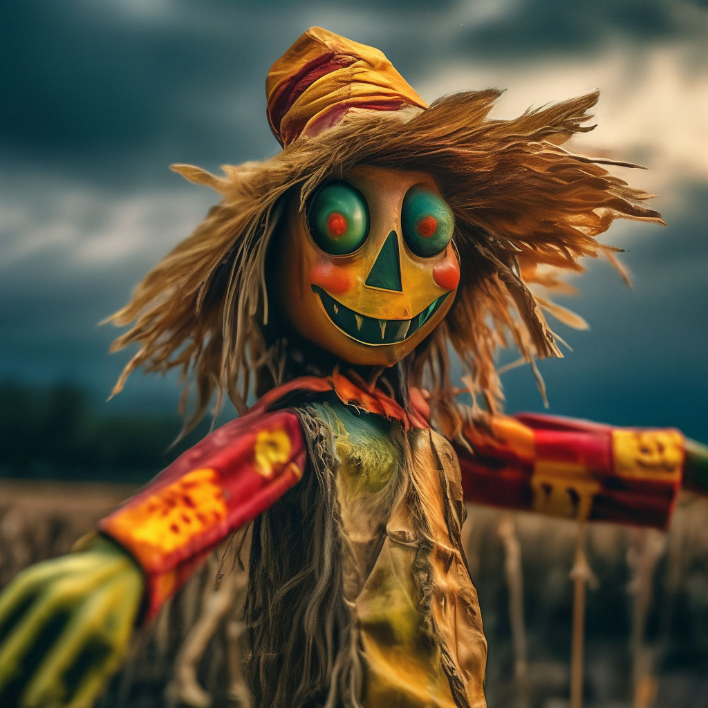 "Scarecrow, aesthetically pleasing, professional photo, 1/250s, Picasso ...