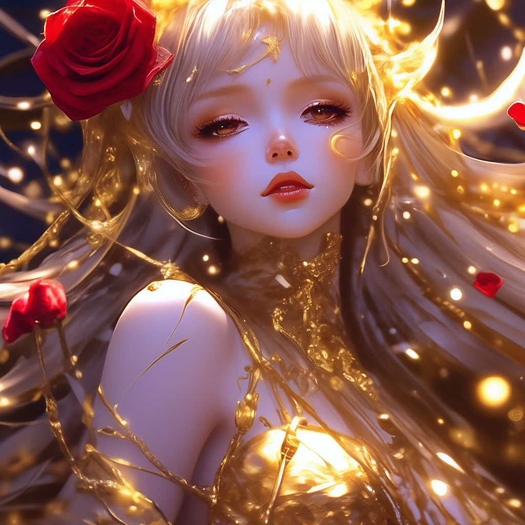 "A girl is woven from a thousand golden threads,a golden web on the ...