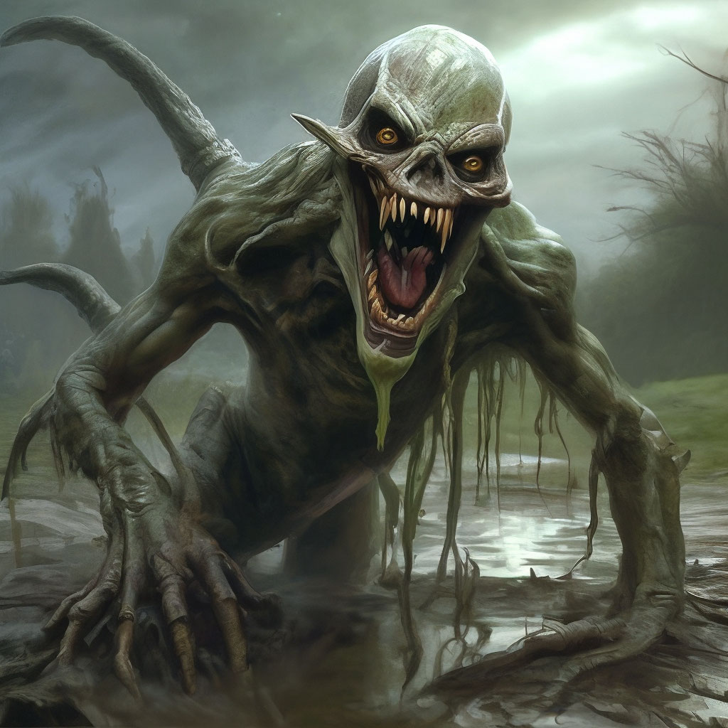 "Evil Grinning Fanged Undead Sick Mud Walker Fear Horror Horror ...