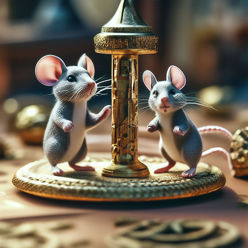 "The mice came out one day to see what time it was. One-two-three-four ...