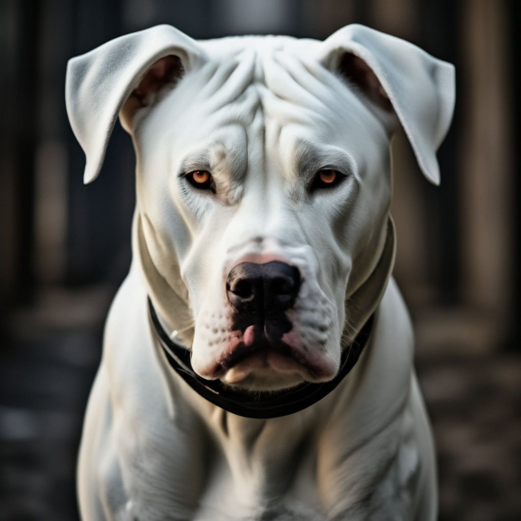 "The white dog is a fighting breed." — image created in Shedevrum