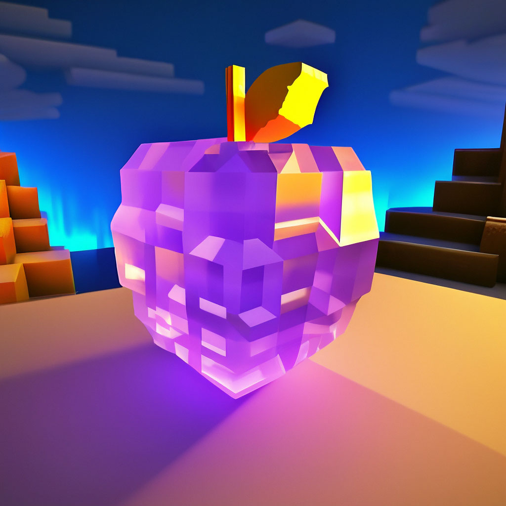 "Crystal apple (Minecraft)" — image created in Shedevrum
