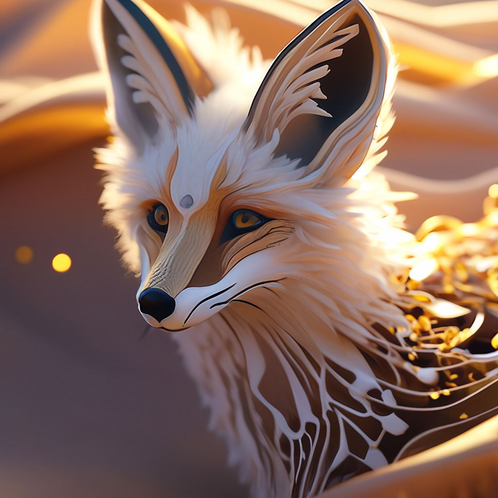"Portrait, dark magic, filigree fox vulpes zedra, looking away flying ...