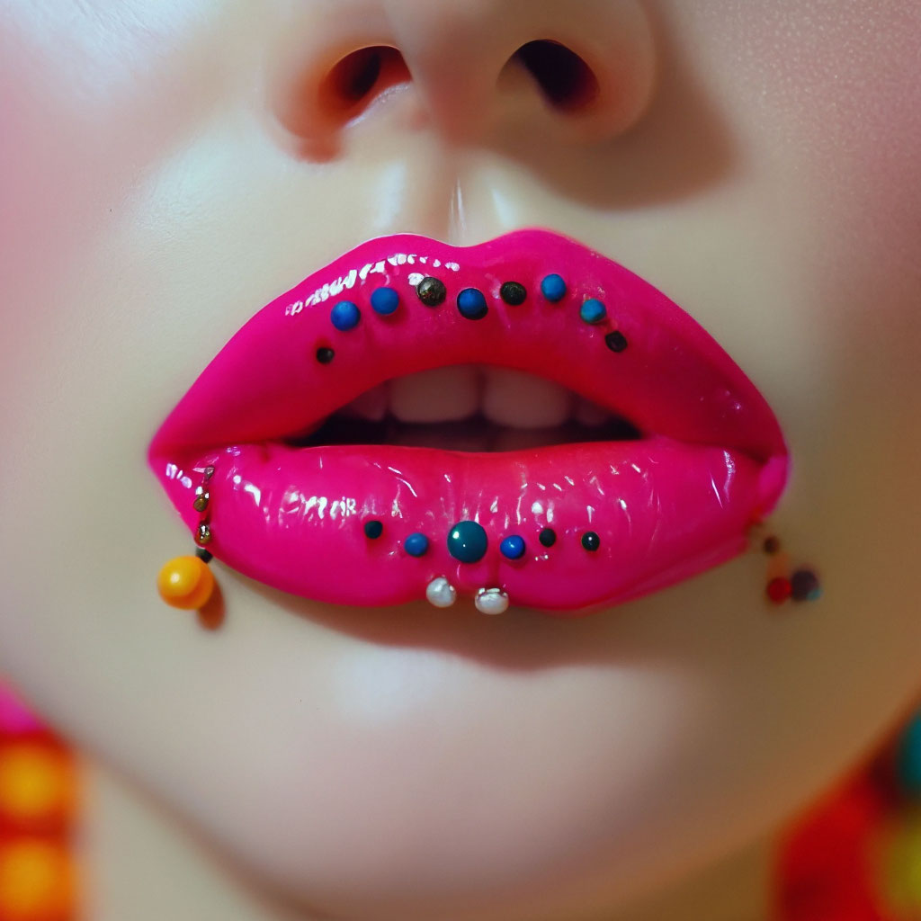 "🐥 fantasy, super narrow, small lips, sewn lips, threads, beads ...
