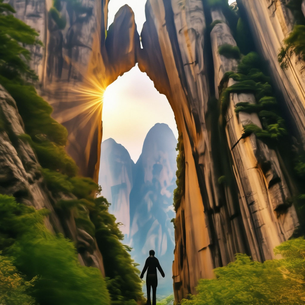 "Professional digital photo, a huge powerful arch in the yellow ...