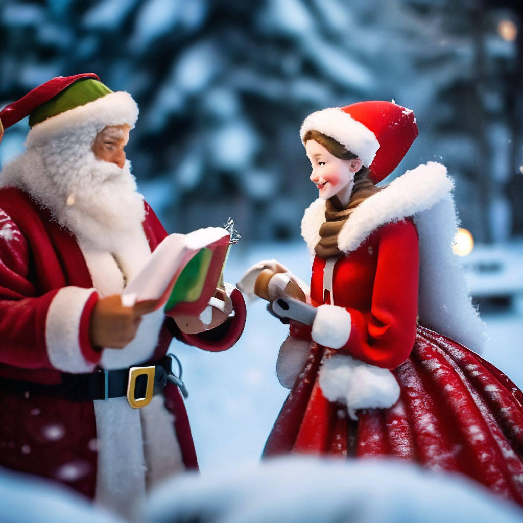 "Santa Claus and the snow maiden in the classic style drawing all the ...