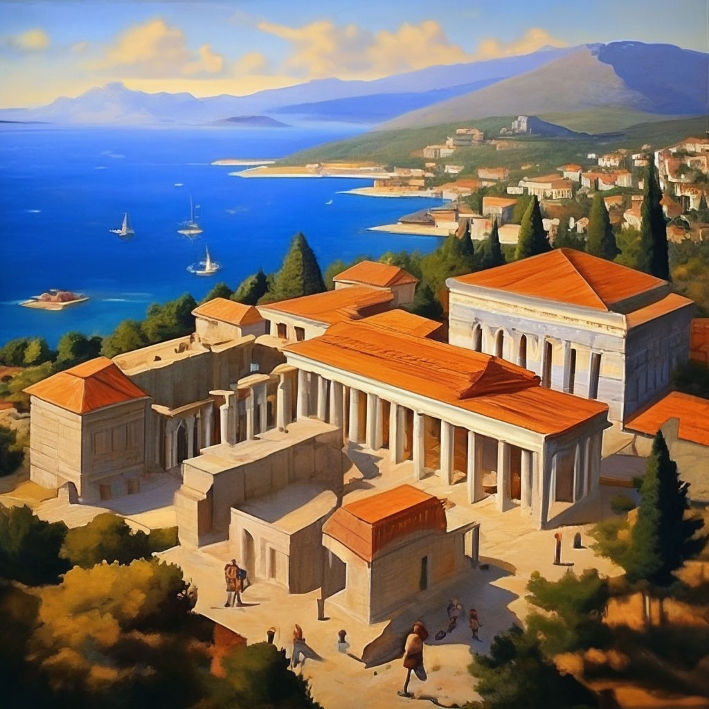 "Ithaca, ancient Greece," — image created in Shedevrum