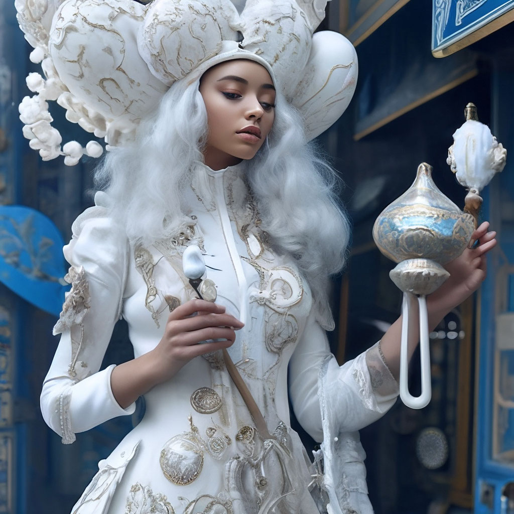 "@olabo milky-white heart girl walking with giant anthropomorphous ...
