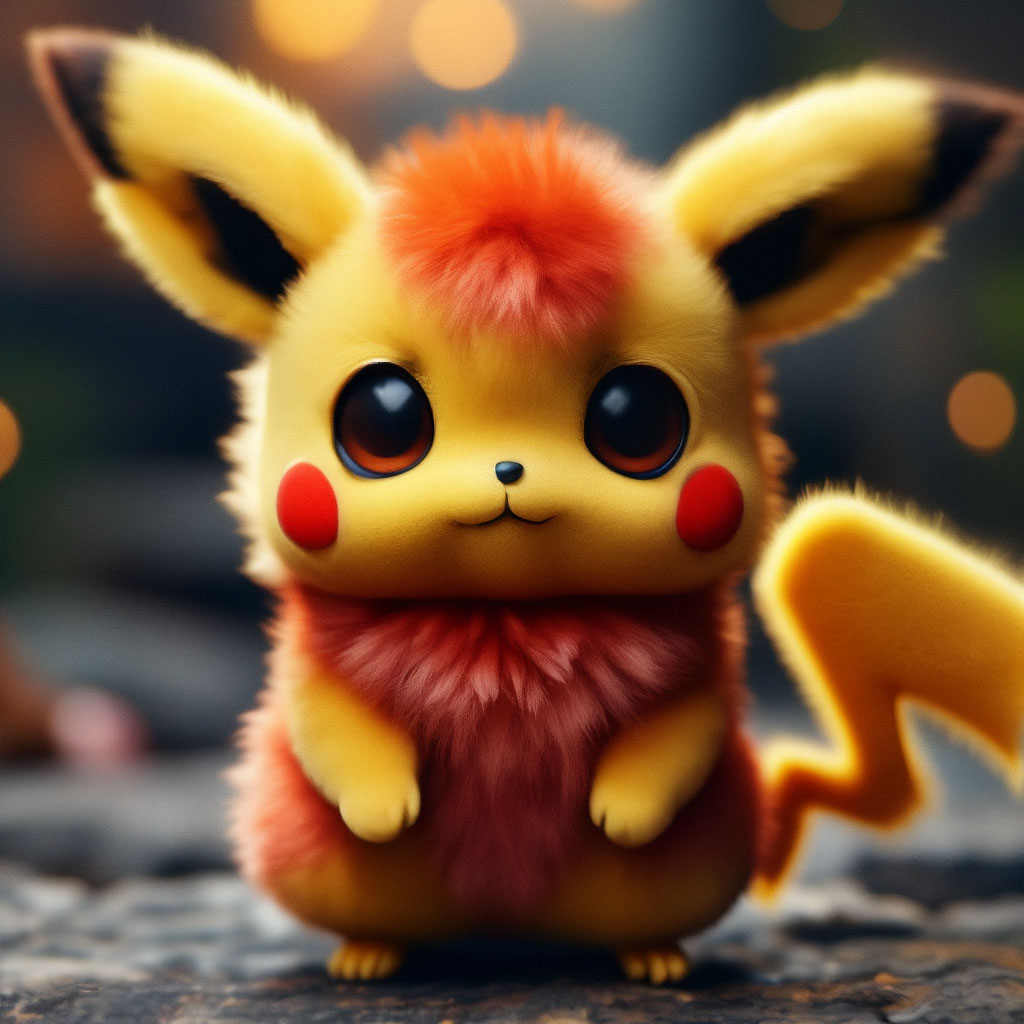 "Bug-eyed, Tiny strawberry-furred Pikachu, Fluffy, Cute, Huge eyes ...