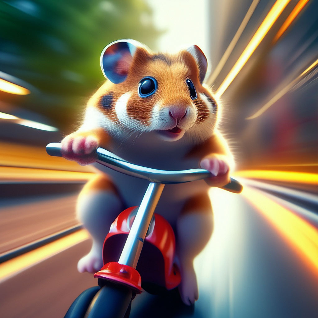 "Hamster on a scooter, cinematic, fantastic eyes, speed, movement, real ...