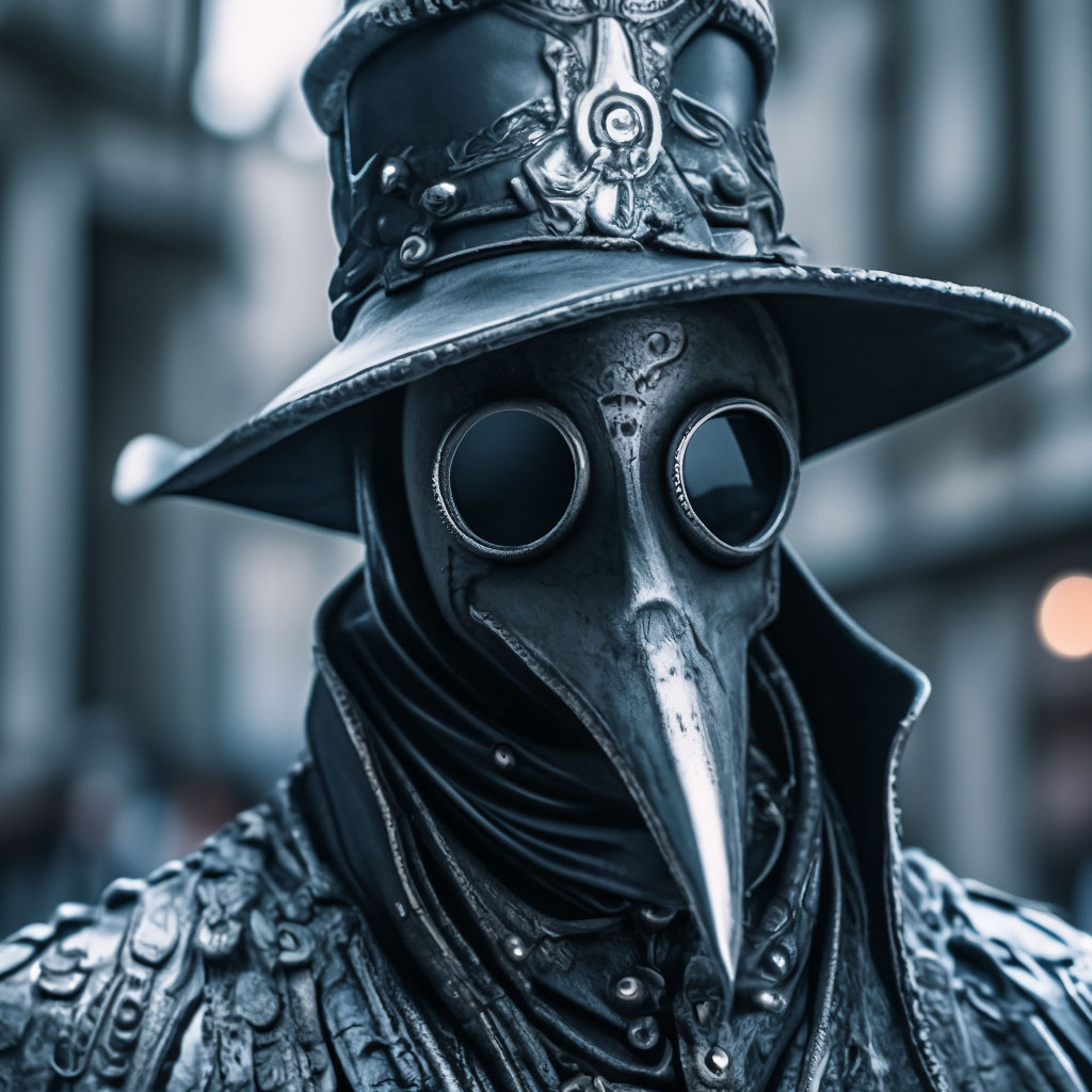"Plague doctor monster, hyperdetalization of the face and body and eyes ...