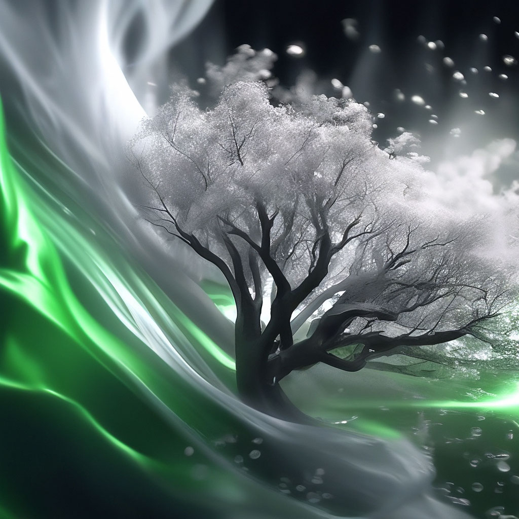 "The fulcrum is a vortex flow, a leafless tree shrouded in highly ...